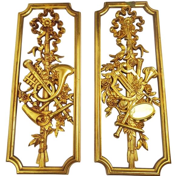 Homco | Accents | 2 Syroco Homco Set Gold Musical Instrument Wall ...